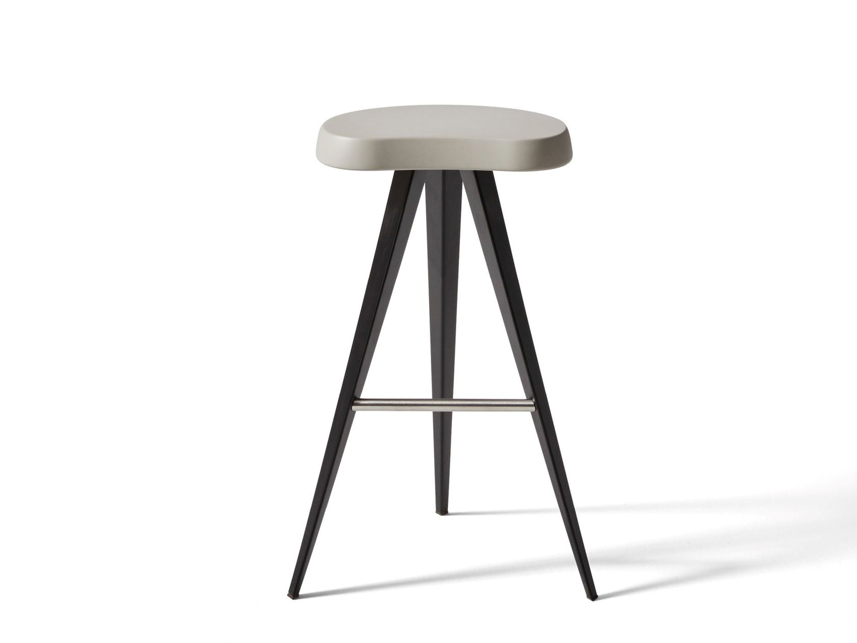 MEXIQUE High steel and wood stool with footrest By Cassina