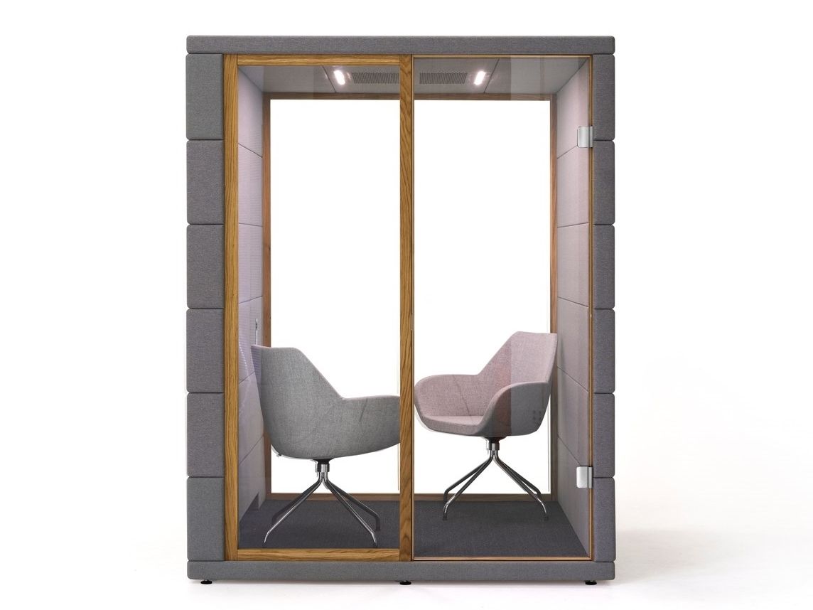 Acoustic multimedia fabric office booth MICROOFFICE CUBIQ By SilentLab ...