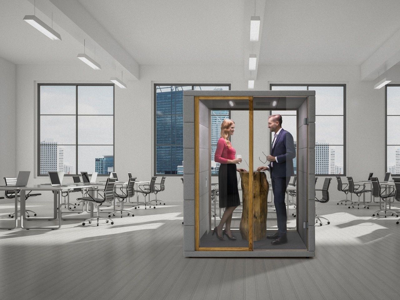 Acoustic multimedia fabric office booth MICROOFFICE CUBIQ By SilentLab ...