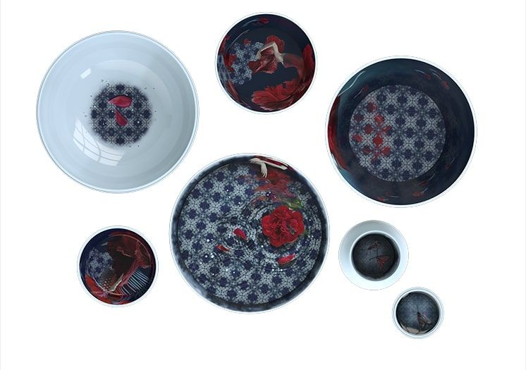 Melamine plates set MING ABYSSES Faux-Semblants Collection By IBRIDE ...