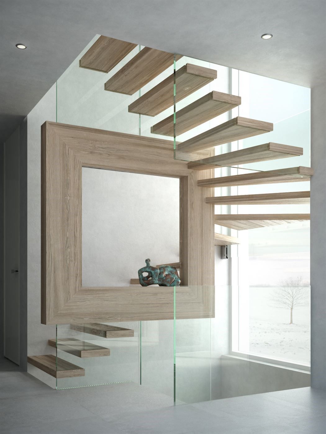 Wood and glass Open staircase MISTRAL MAGIC Mistral Line By Siller Treppen