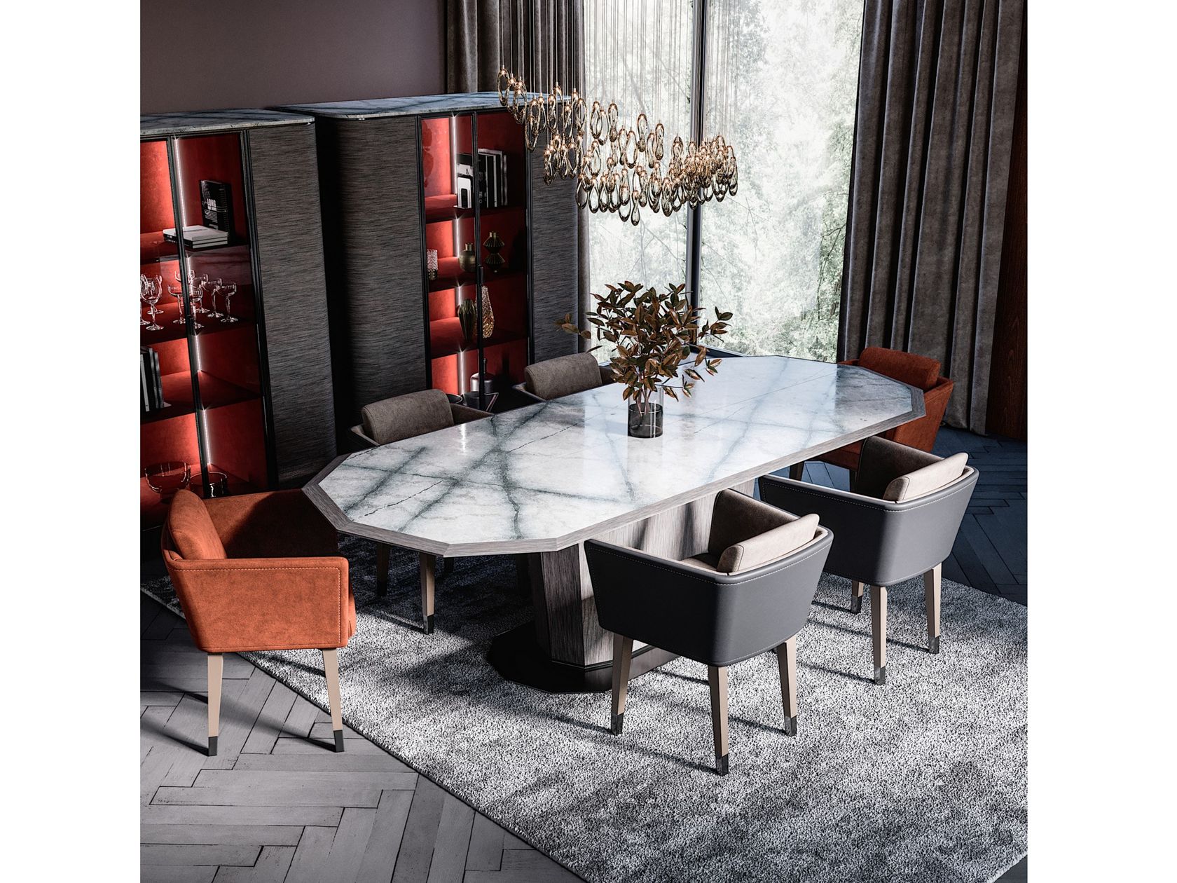 Marble table with veneered wood base MIZAR Supernova Collection By SM ...