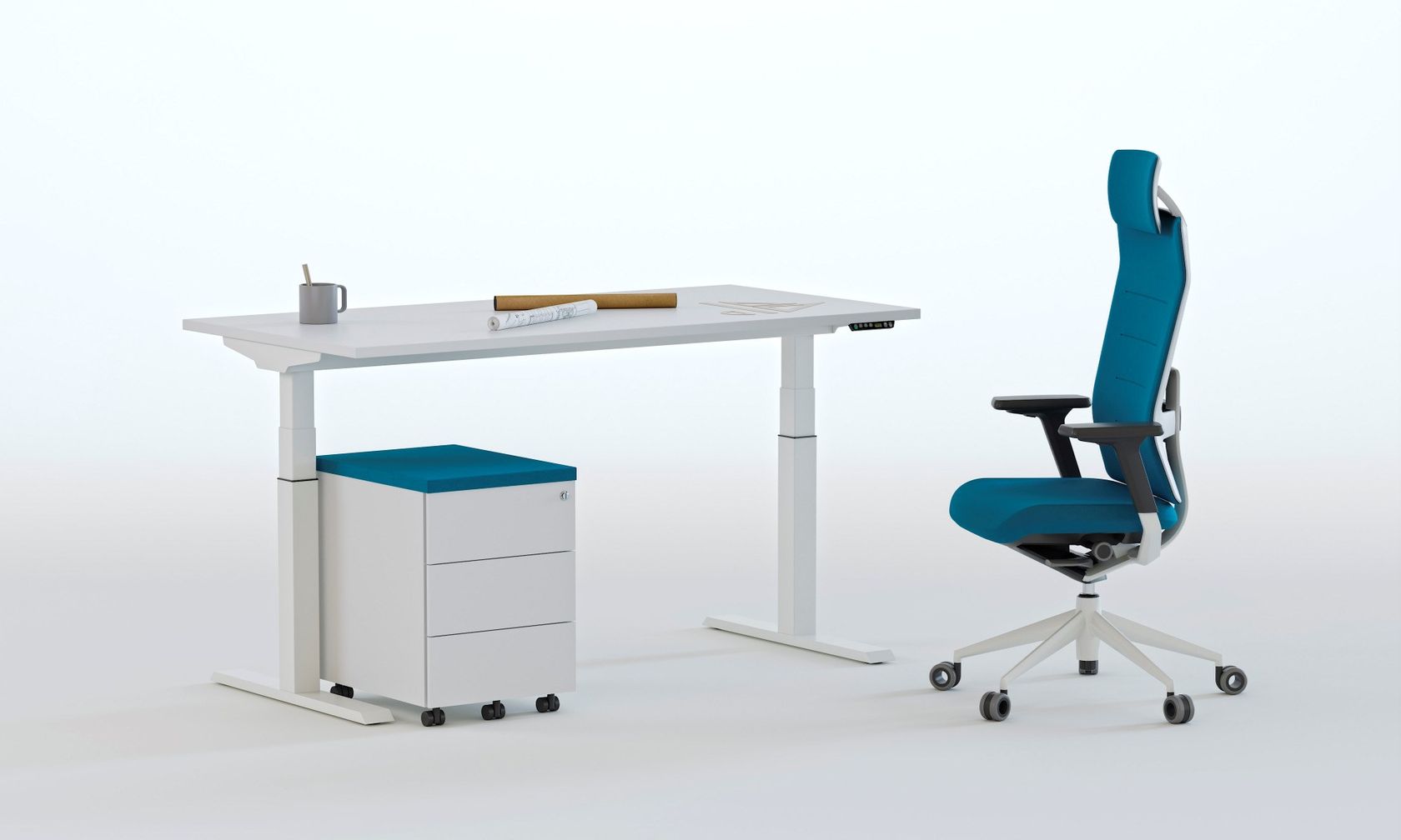 Height-adjustable workstation desk MOBILITY By ACTIU design Javier Cuñado