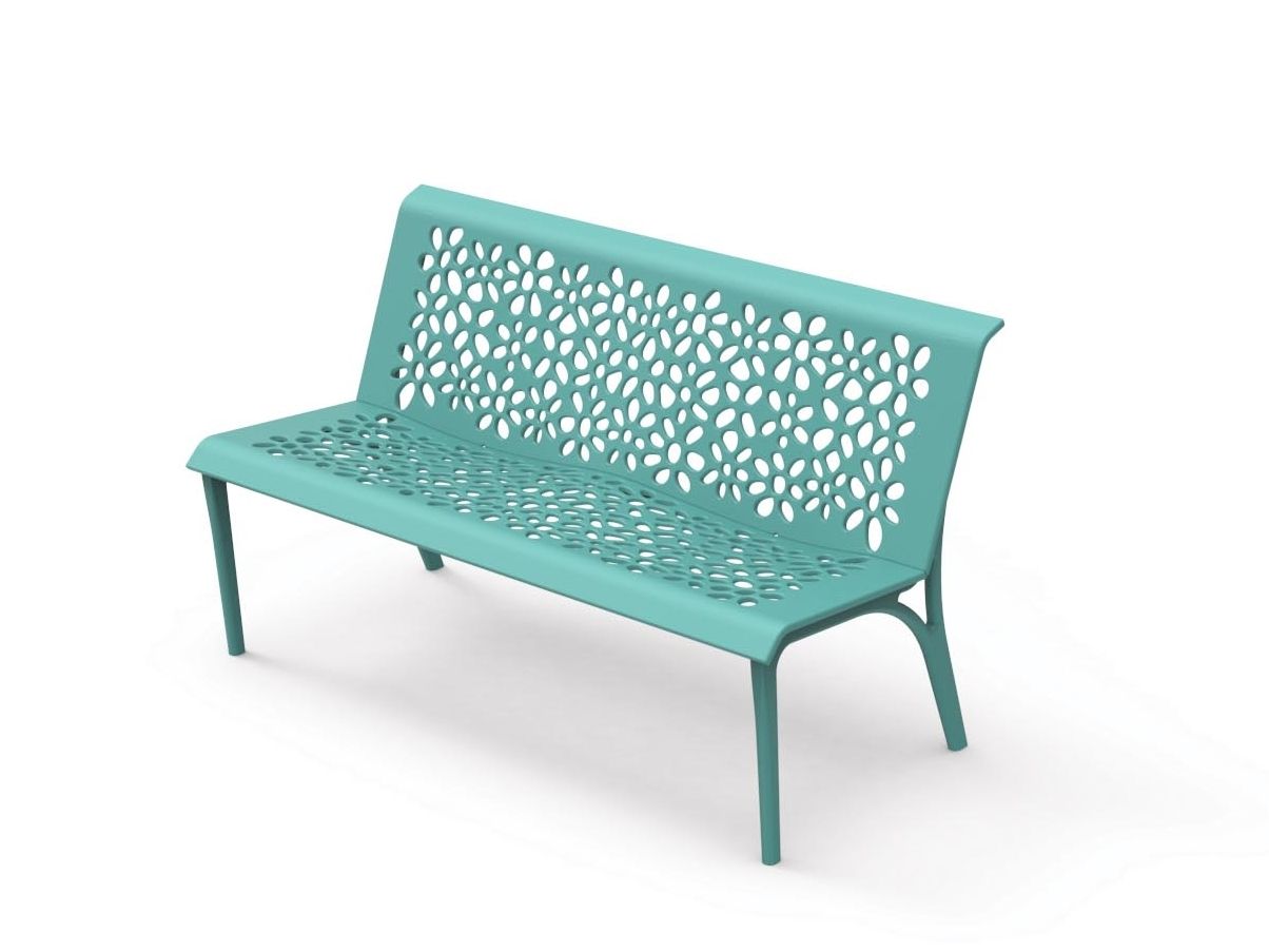 MONET Powder coated aluminium Bench with back By City Design