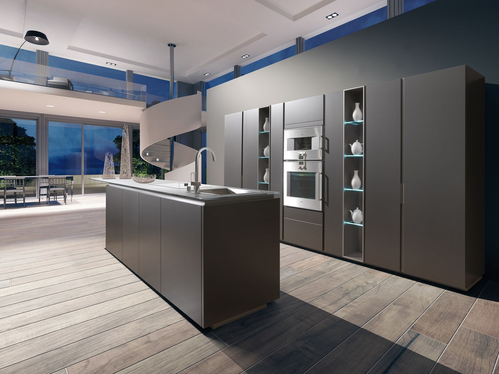 Lacquered wooden fitted kitchen MONFORTE By SCIC