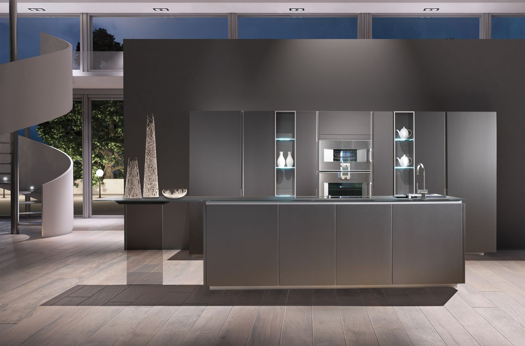 Lacquered wooden fitted kitchen MONFORTE By SCIC