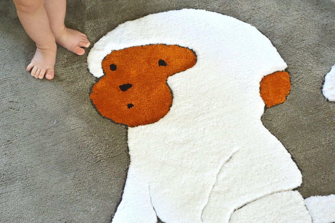 Round cotton kids rug MONKEY Children Collection By Un Tapis à Paris