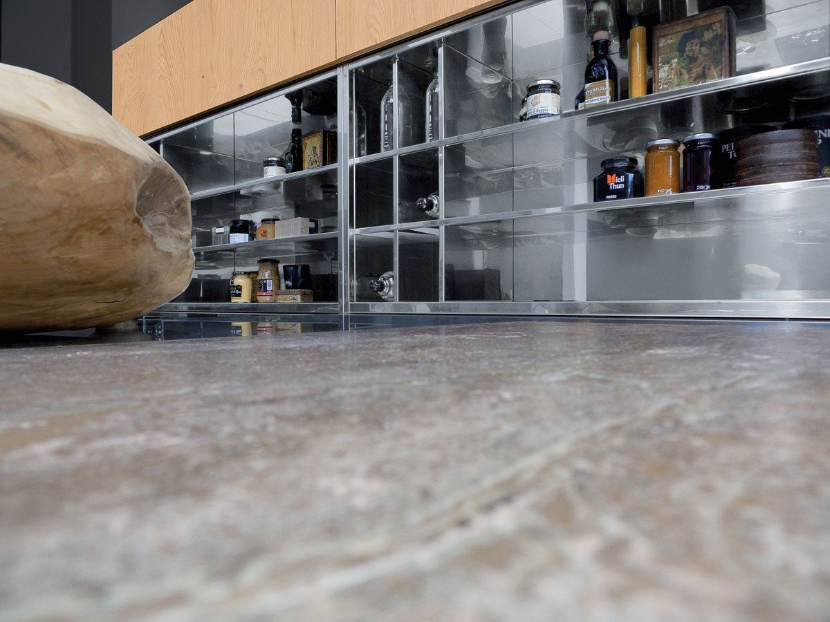 Stainless steel kitchen with island MONOLIT 90° INOX HAND-BRUSHED By ...