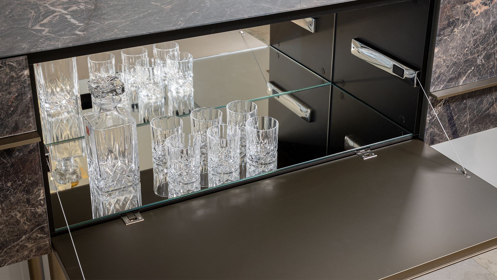 MUSA | Sideboard Sideboard with glass doors with marble effect By ...