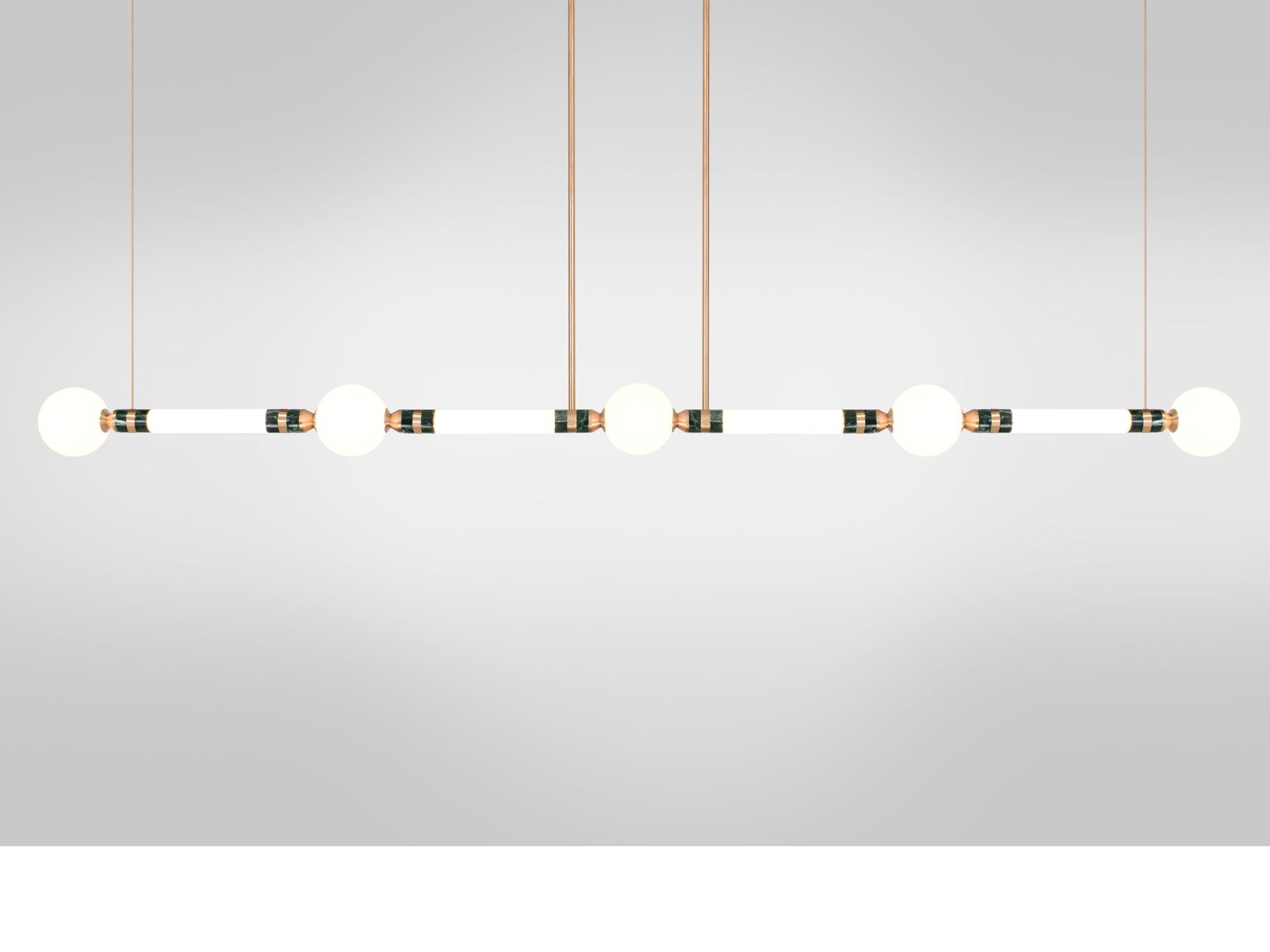 GREENSTONE LINEAR LARGE LED natural stone chandelier By Marc Wood