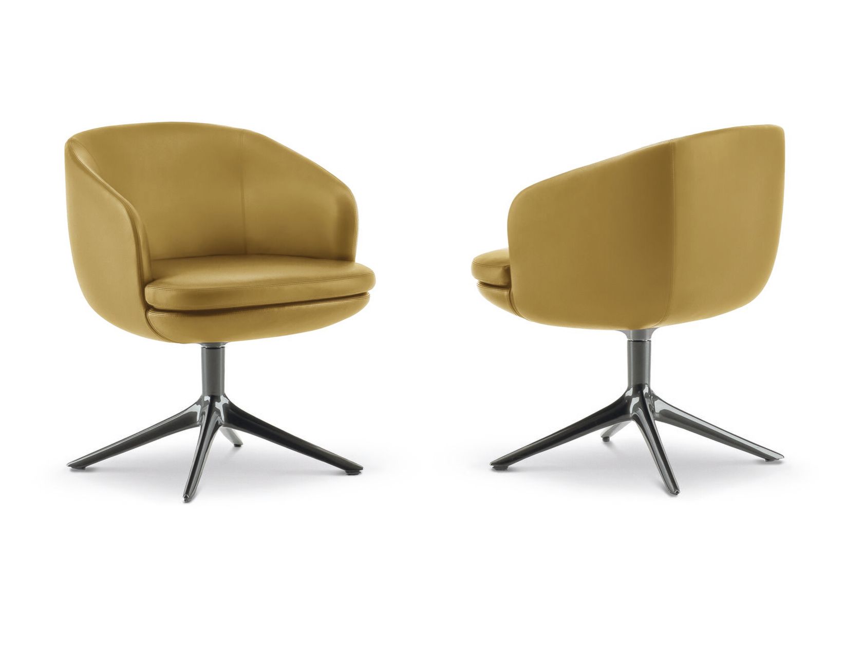 RAPHAEL With 4-spoke base swivel leather chair with armrests By Minotti