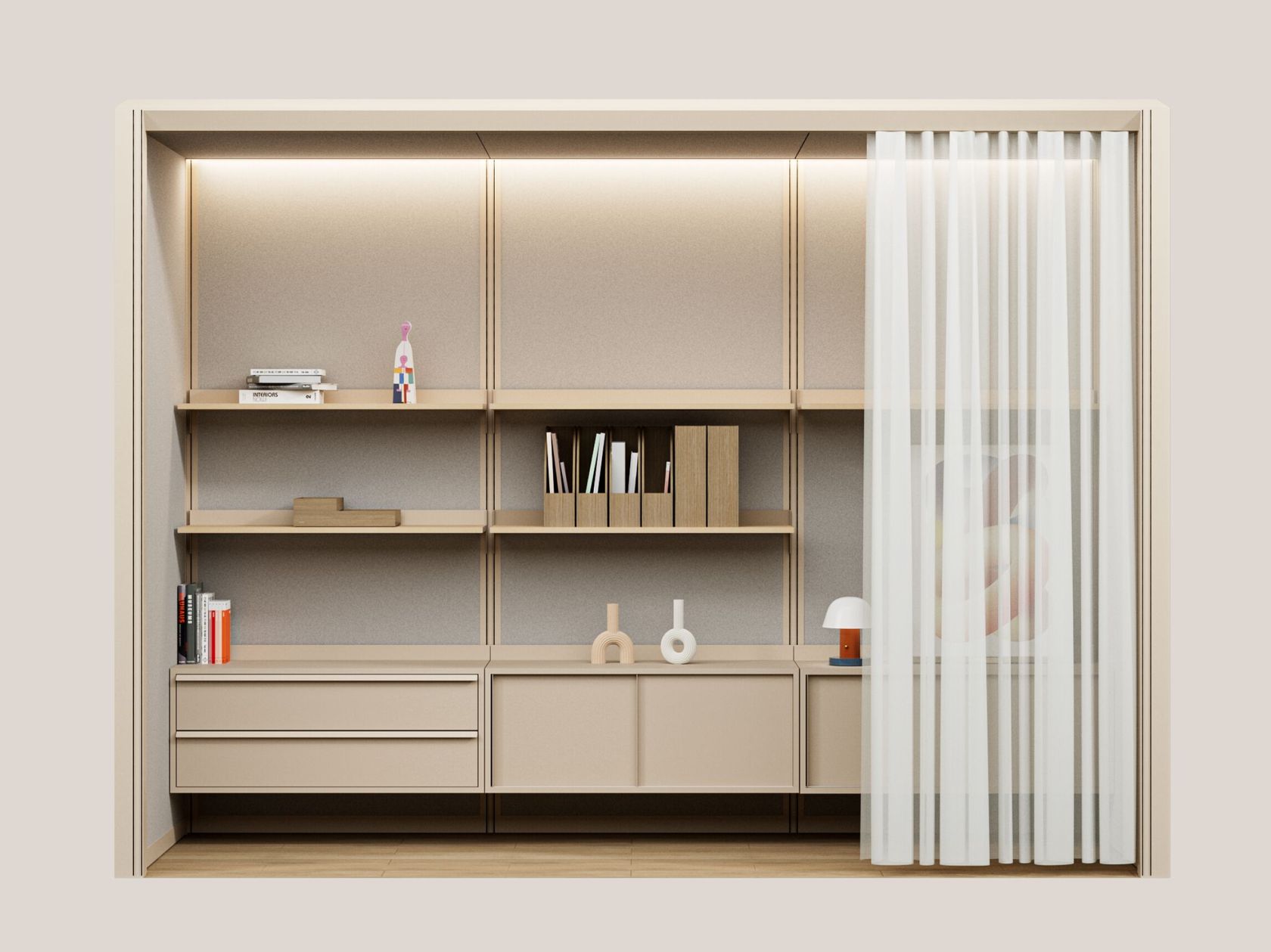 MODULAR SUPPORT 3x1 Modular powder coated aluminium office booth By Mute