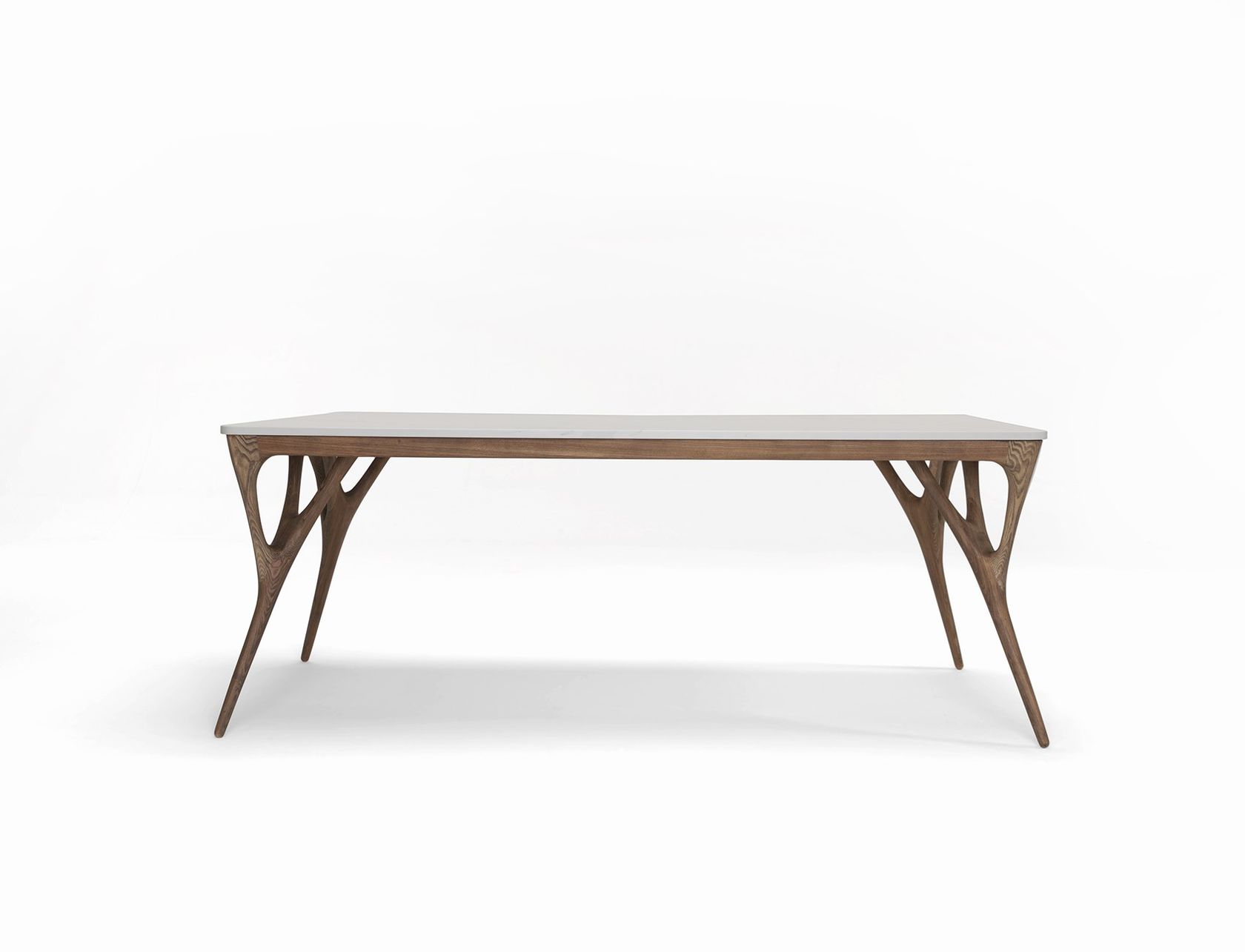 NADIA Rectangular table with marble top and walnut legs By Agrippa