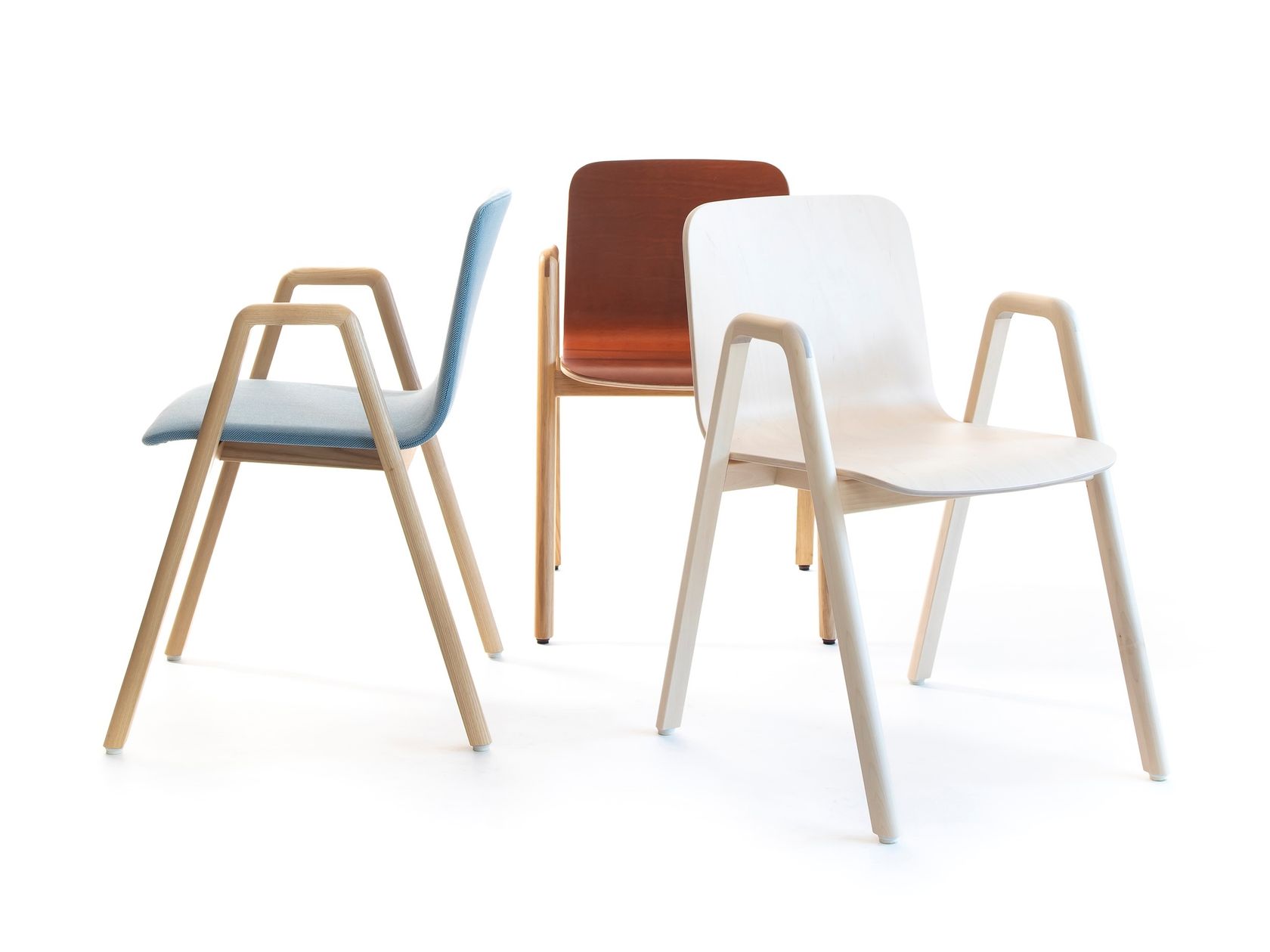NAKU Stackable wooden chair with armrests By Inno | design Harri Korhonen