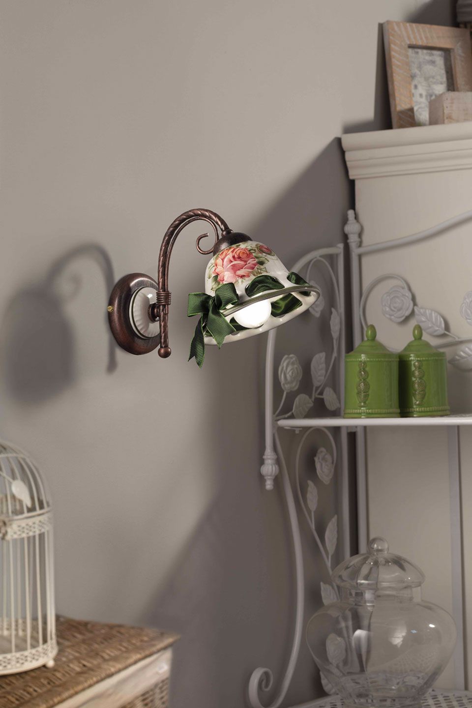 NAPOLI Ceramic wall light with fixed arm By FERROLUCE