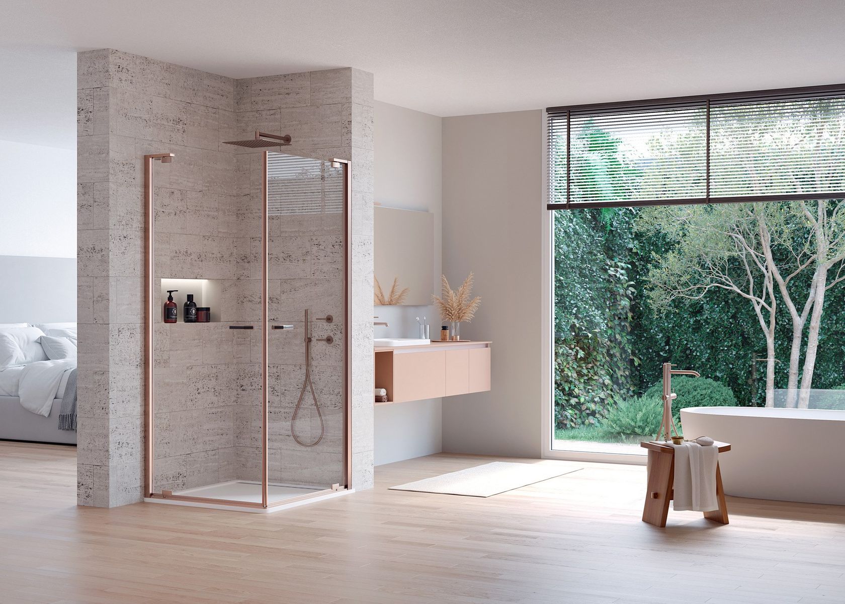 NATURA 4000 - A-EDT L/R Corner shower cabin with pivot door By Duka