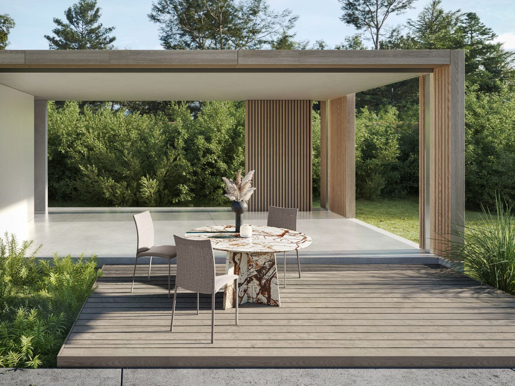 NELLY OUTDOOR Round natural stone garden table By Draenert | design ...