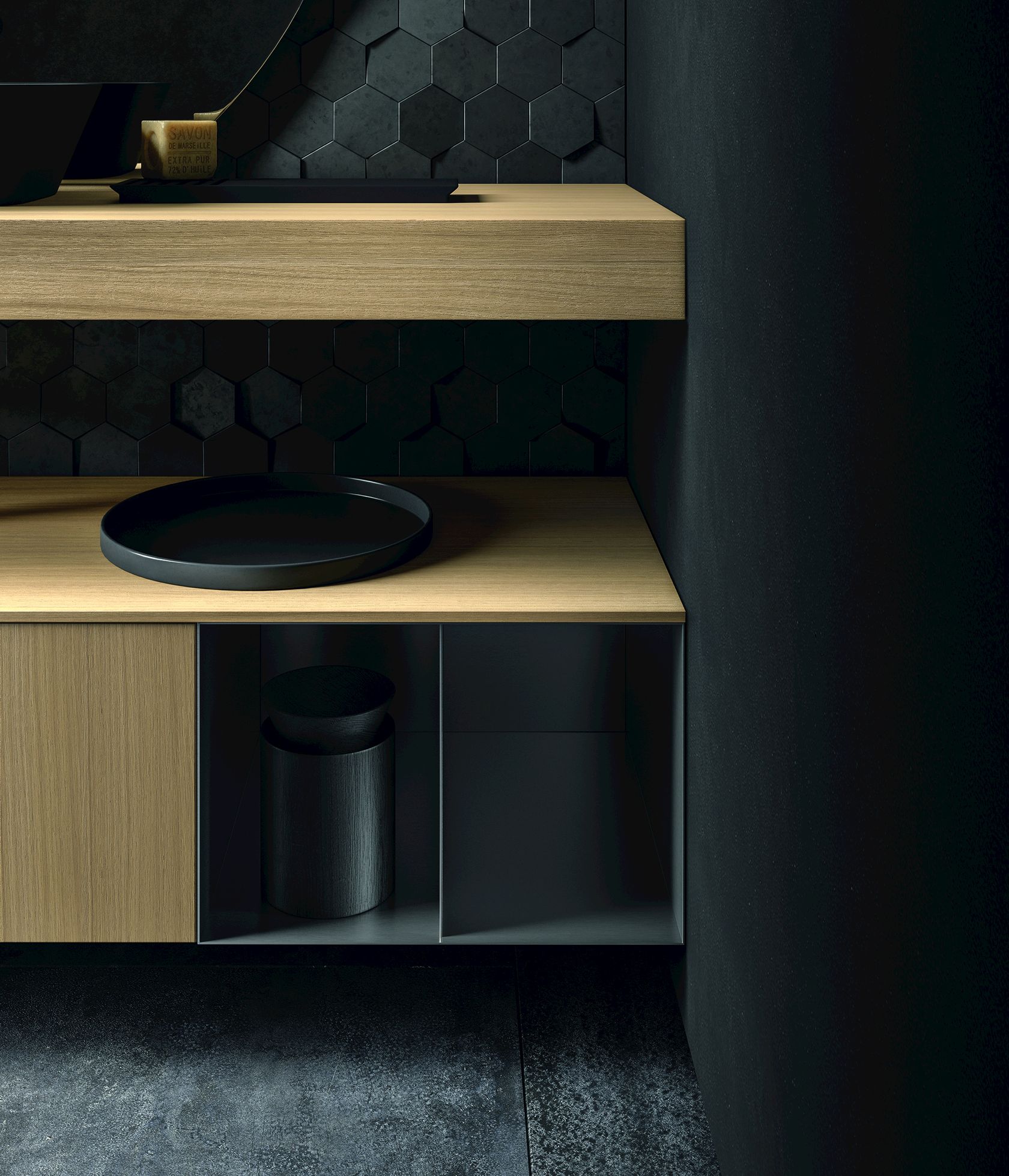 NEROLAB | Wood veneer vanity unit Nerolab Collection By Cerasa