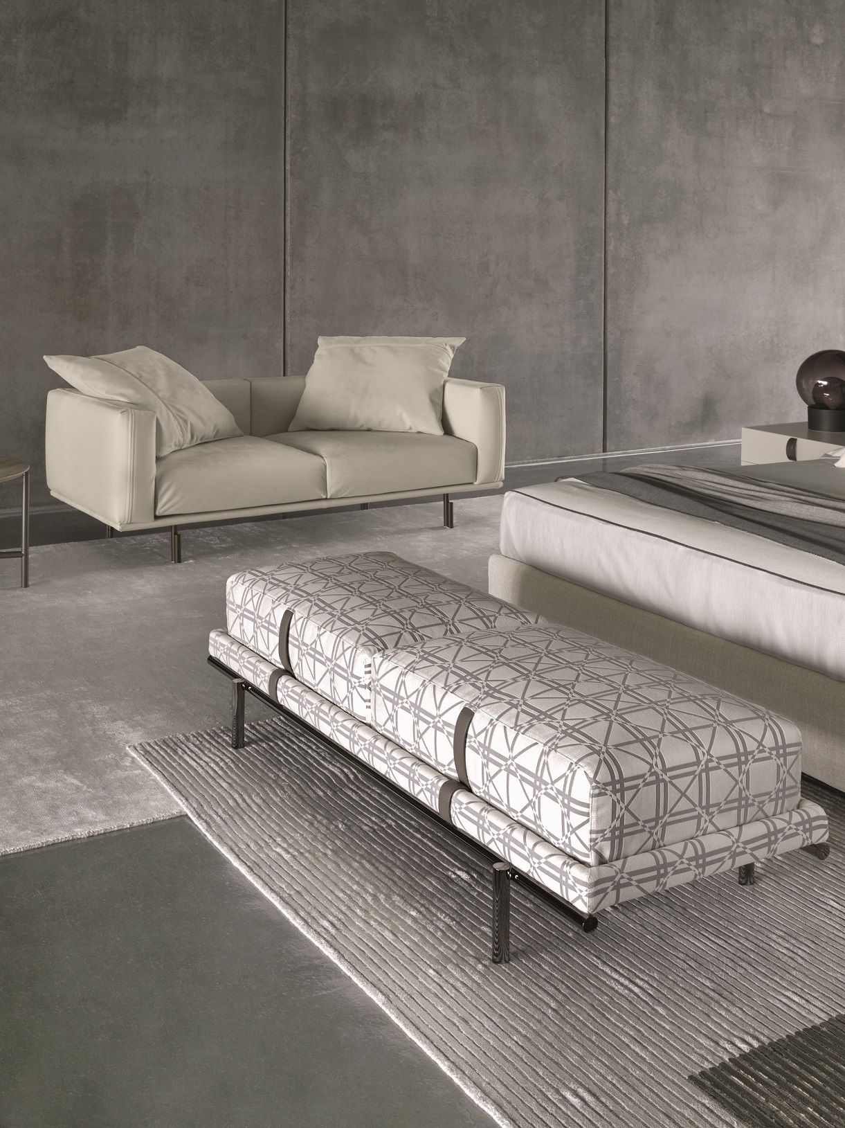 NEW BOND Upholstered fabric bench By Flou
