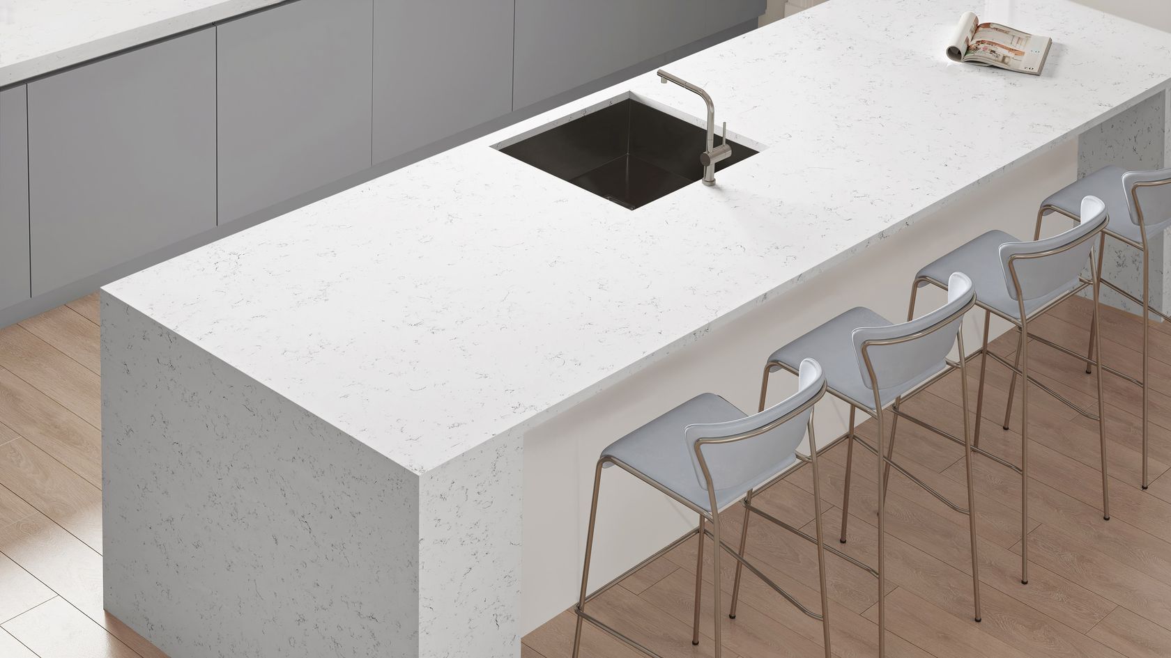 Top cucina in quarzo NEW CARRARA By Quantra Quartz