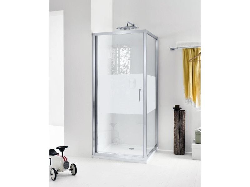 Box doccia angolare in vetro con porta a battente pivottante NEW CLAIRE ...