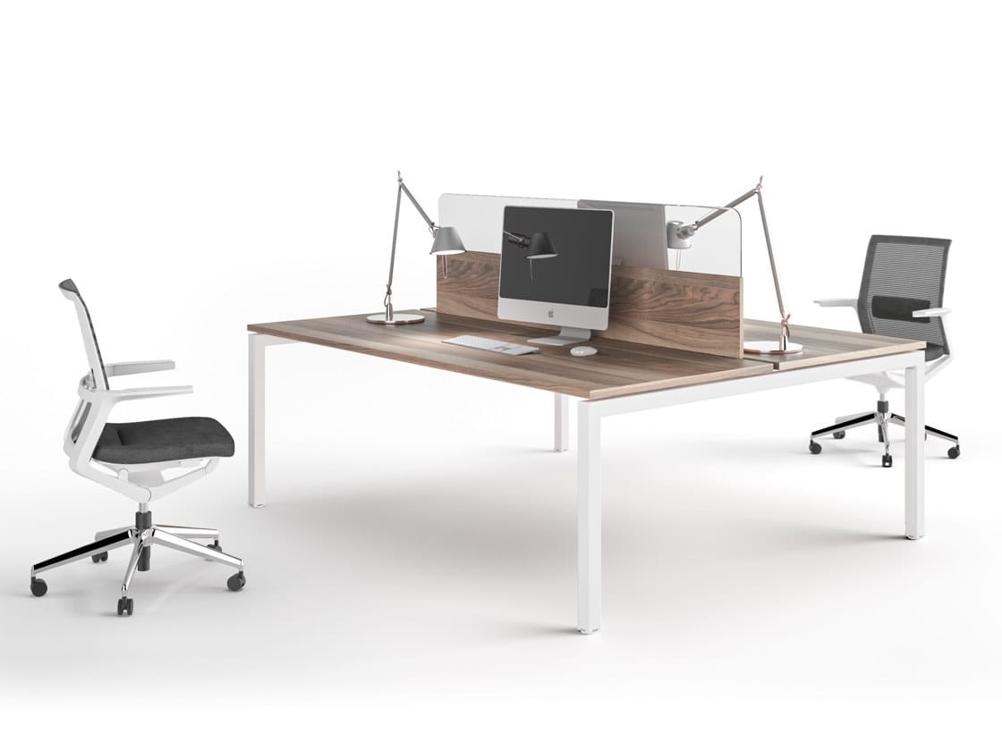 NEXO Multiple rectangular wood veneer office desk By Ofifran