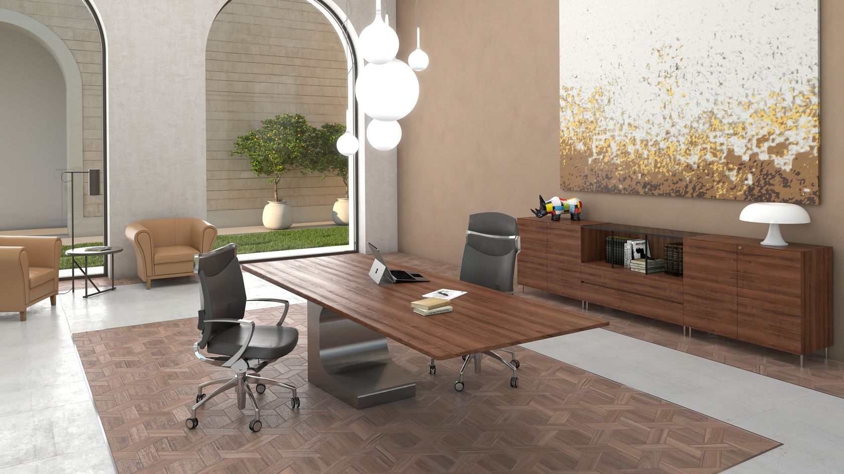 NIEMEYER Solid wood executive desk By ESTEL GROUP | design Oscar Niemeyer