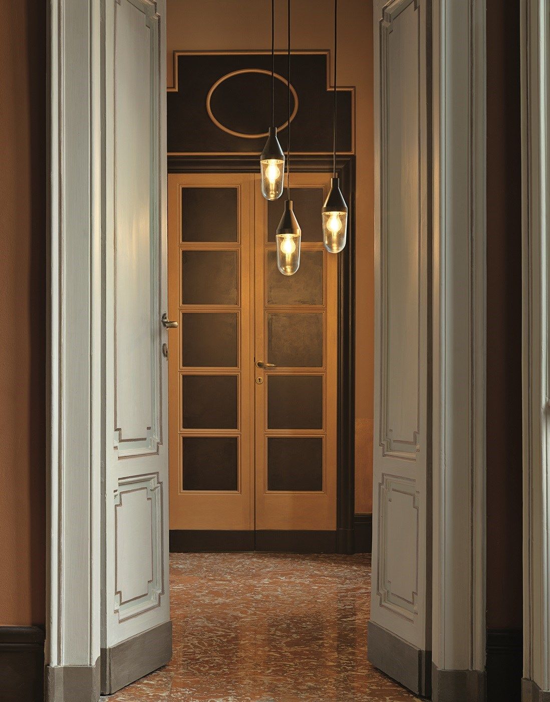 Glass and aluminium pendant lamp NIWA - 1180 By Oluce design Christophe ...