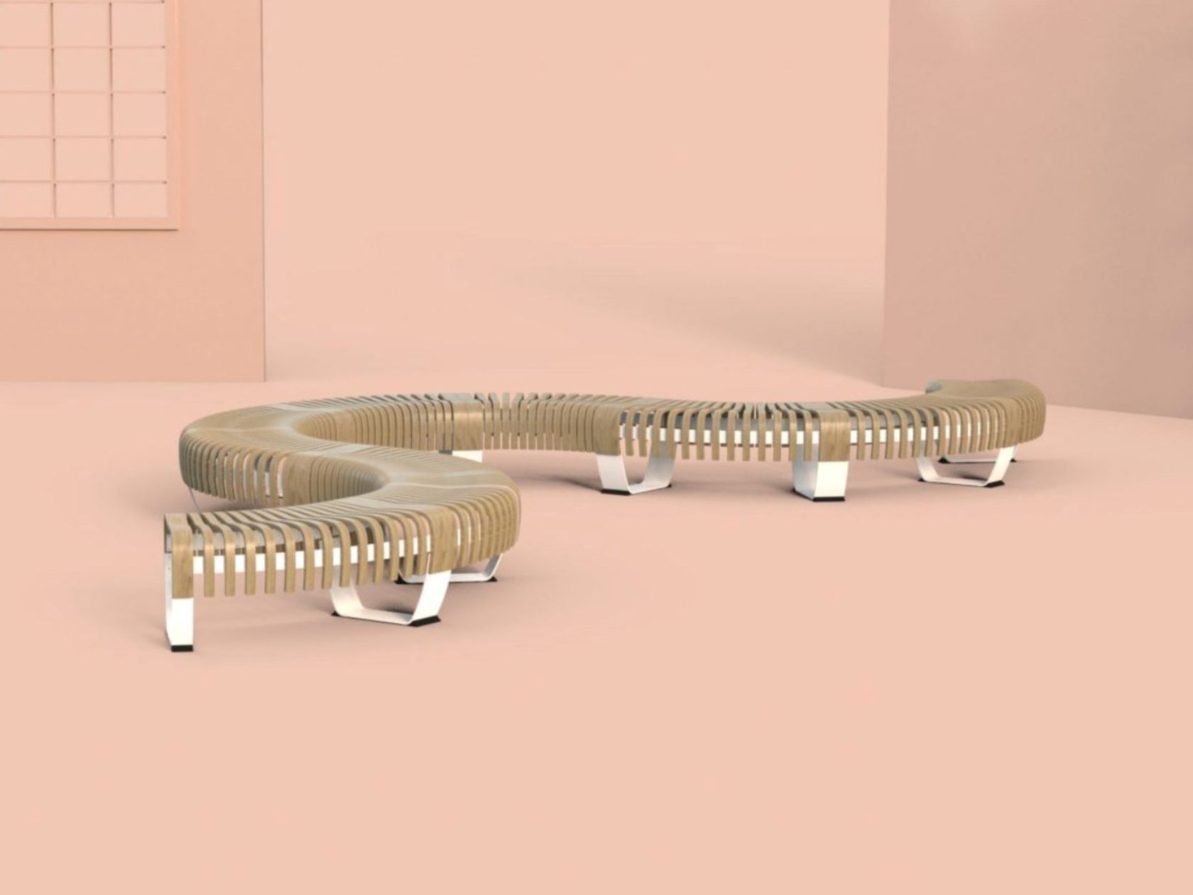 NOVA C BACK Curved Modular Bench with backrest By Green Furniture ...