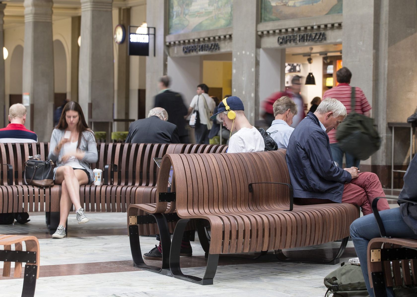 NOVA C DOUBLE BACK ELEVATION Modular wooden bench seating with back By ...