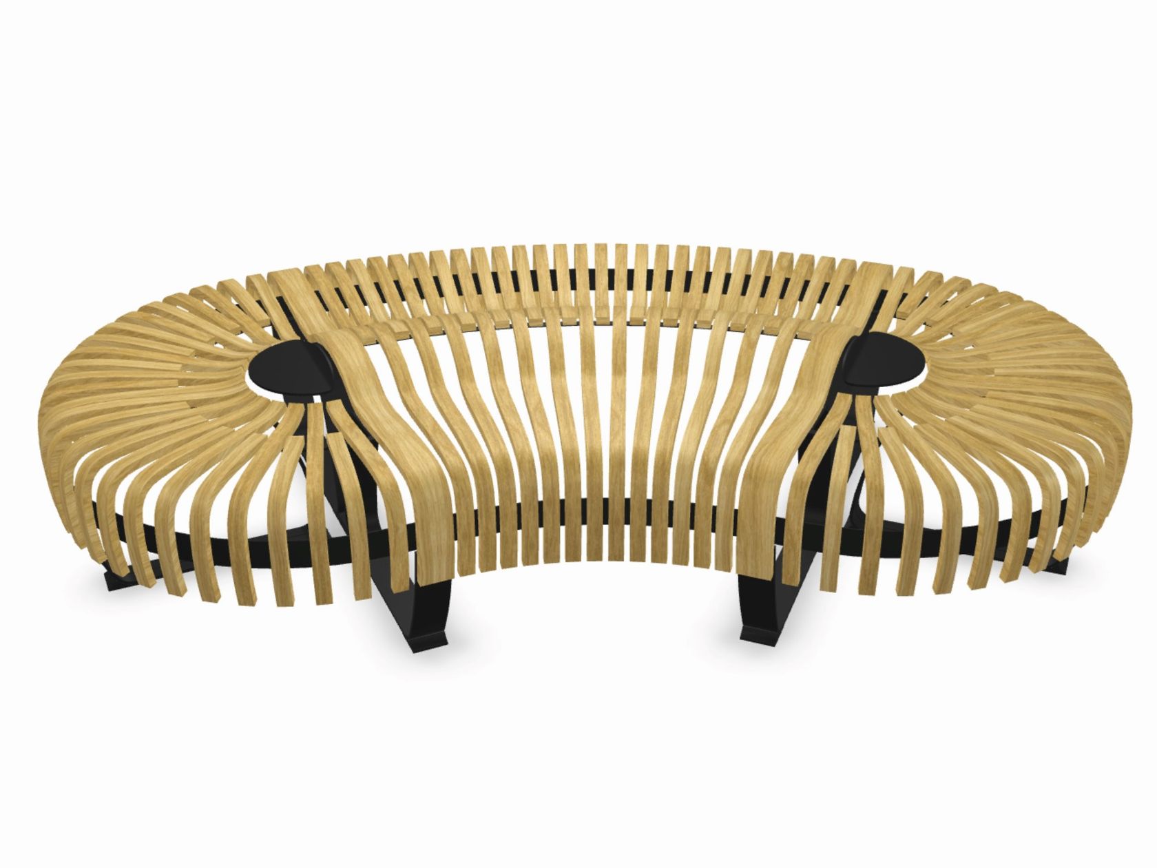 NOVA C BACK Curved Modular Bench with backrest By Green Furniture ...