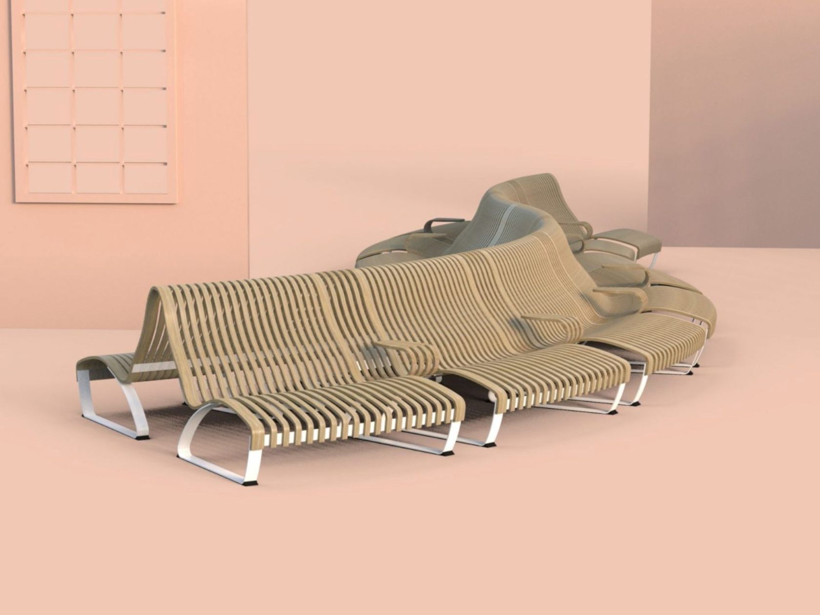 NOVA C BACK Curved Modular Bench with backrest By Green Furniture ...