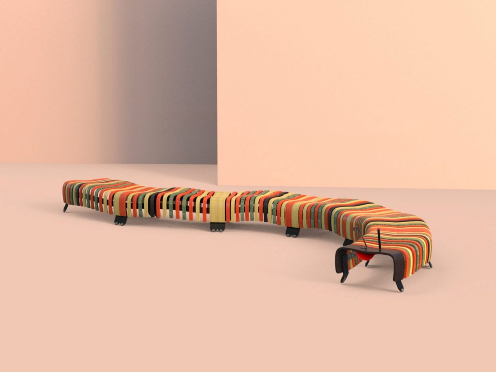 NOVA C KIDS Modular backless steel and wood bench seating By Green ...