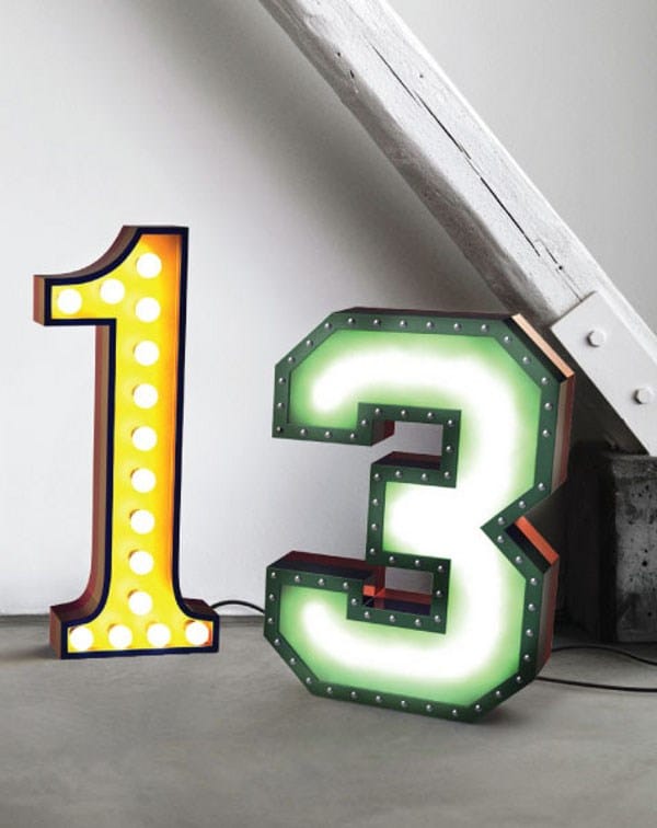 Fluorescent Light letter NUMBER 1 By Delightfull