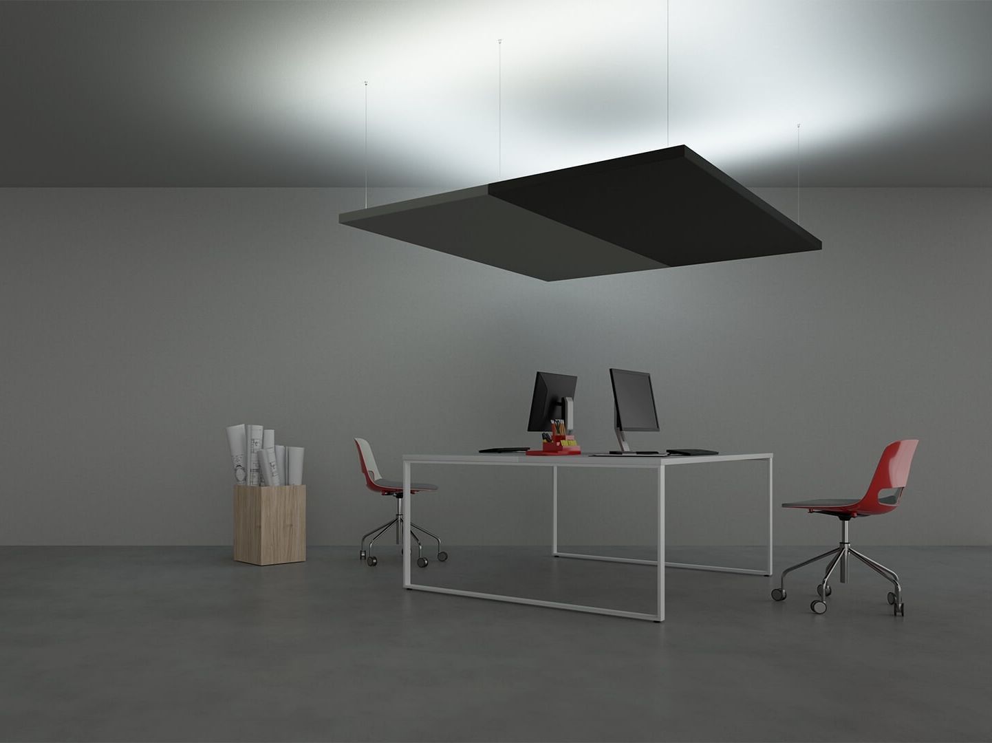 NUVOLA | Hanging acoustic panel with Integrated Lighting By Caruso Acoustic