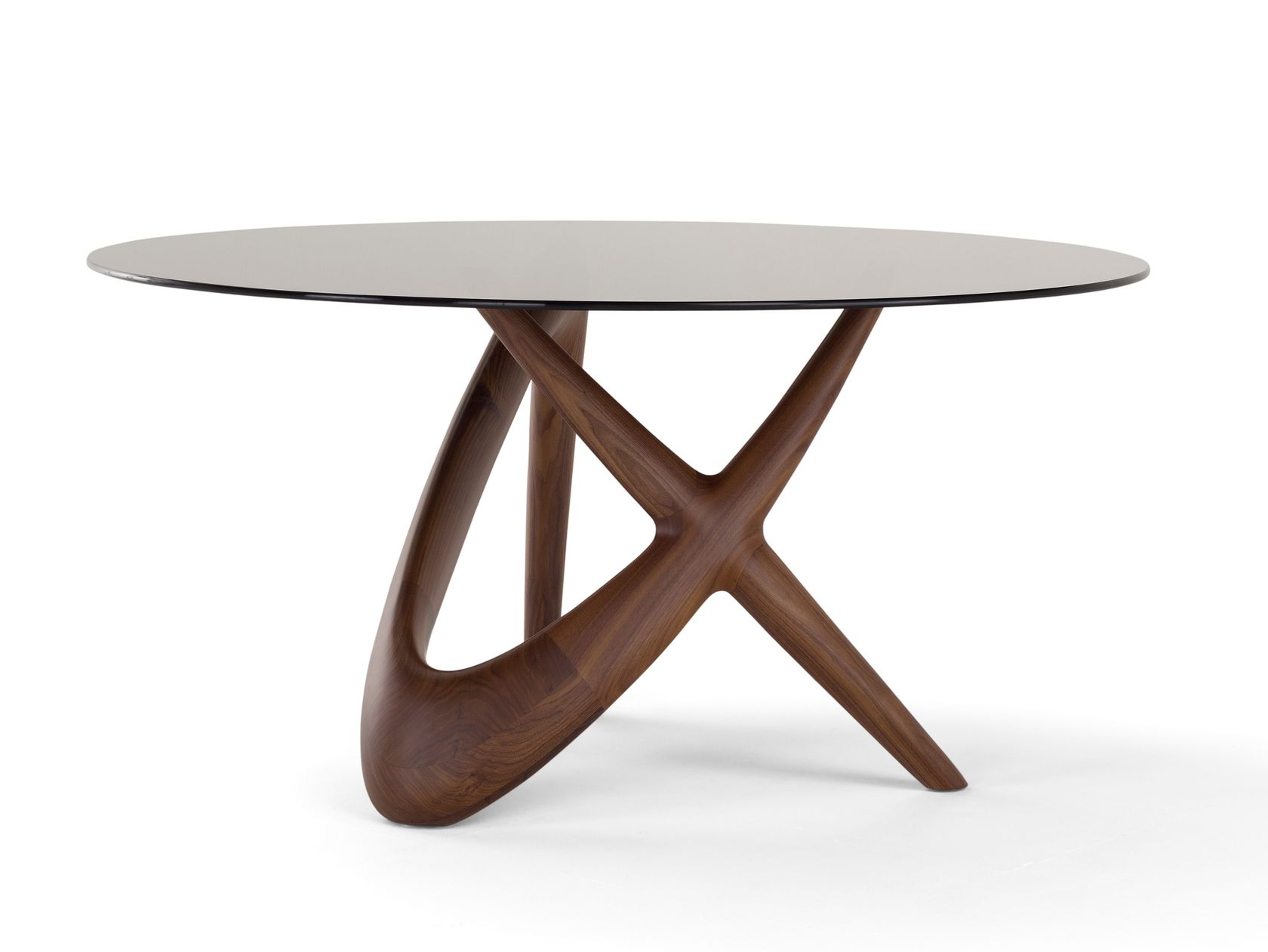 Round wood and glass table NX | Round table Nx Collection By AMURA ...