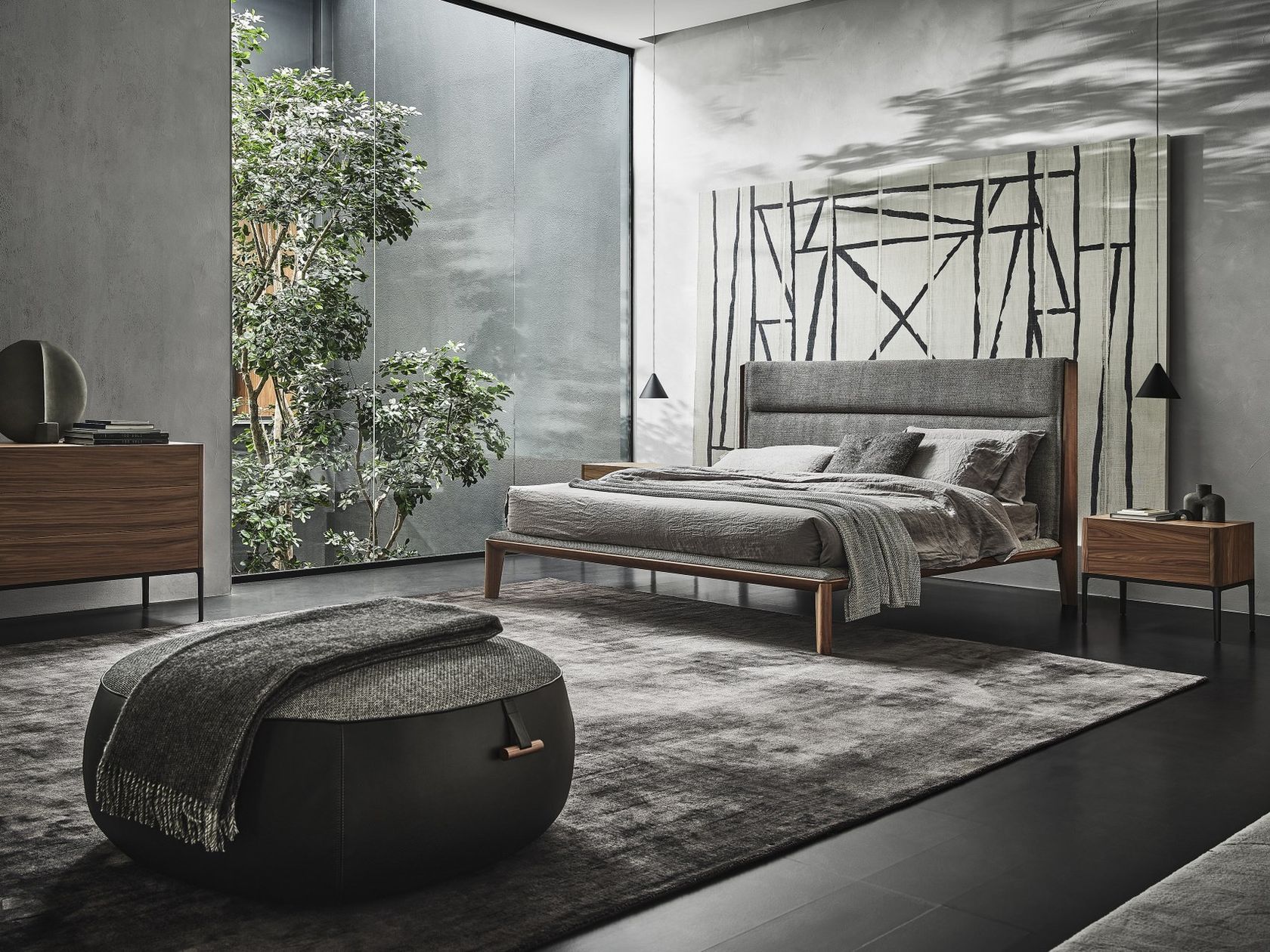 NYAN | Bed Wooden double bed with upholstered headboard By Porada ...