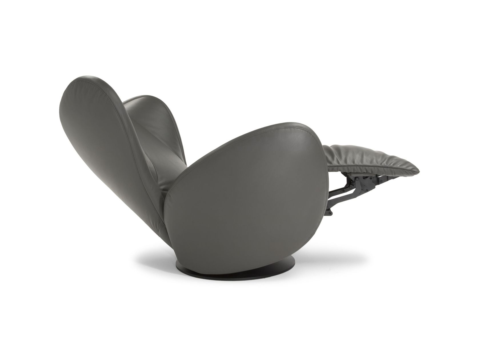 FIORITA Swivel recliner leather armchair with footstool By Natuzzi Italia