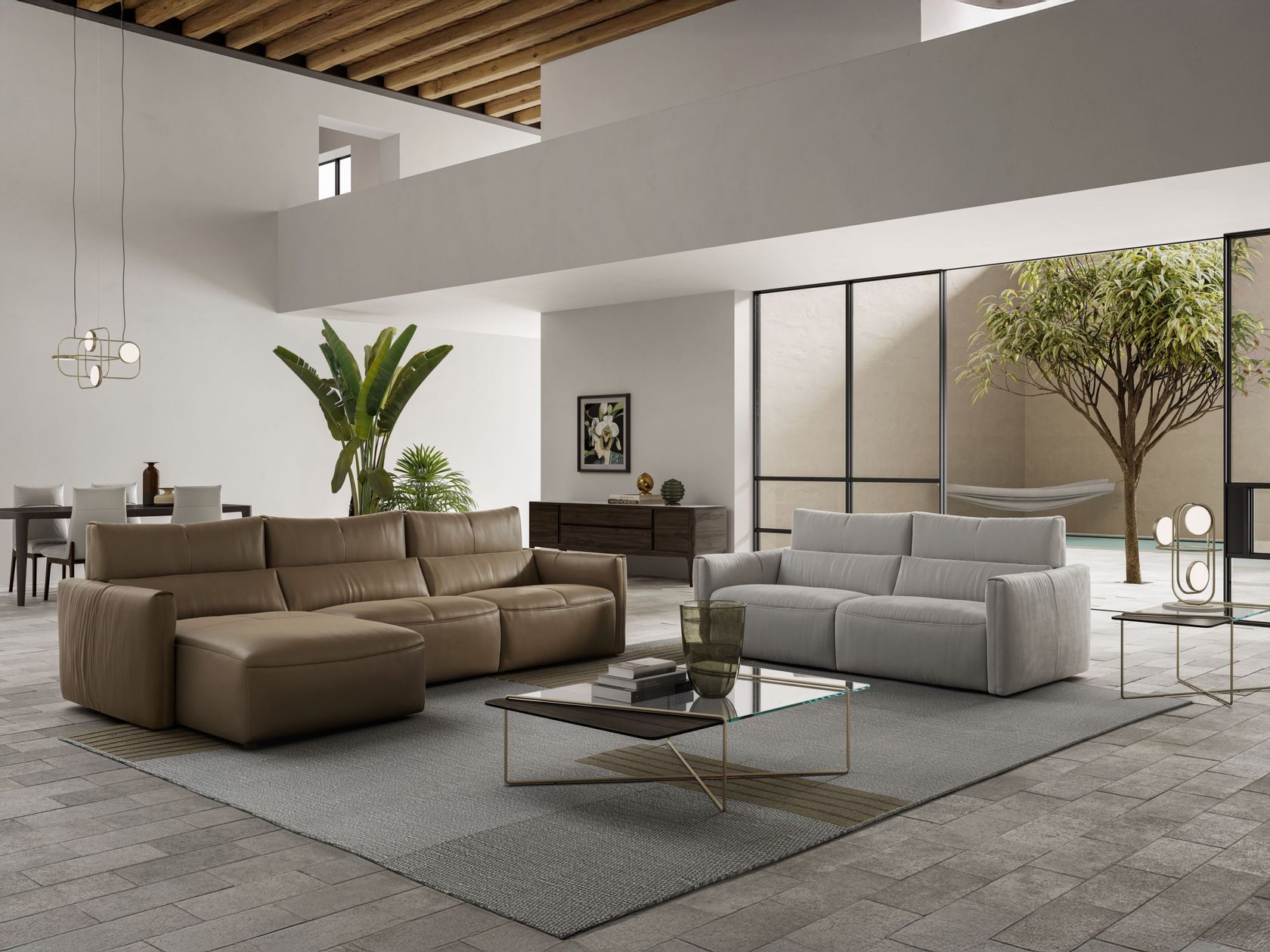 GALAXY 2 seater recliner fabric sofa By Natuzzi Italia