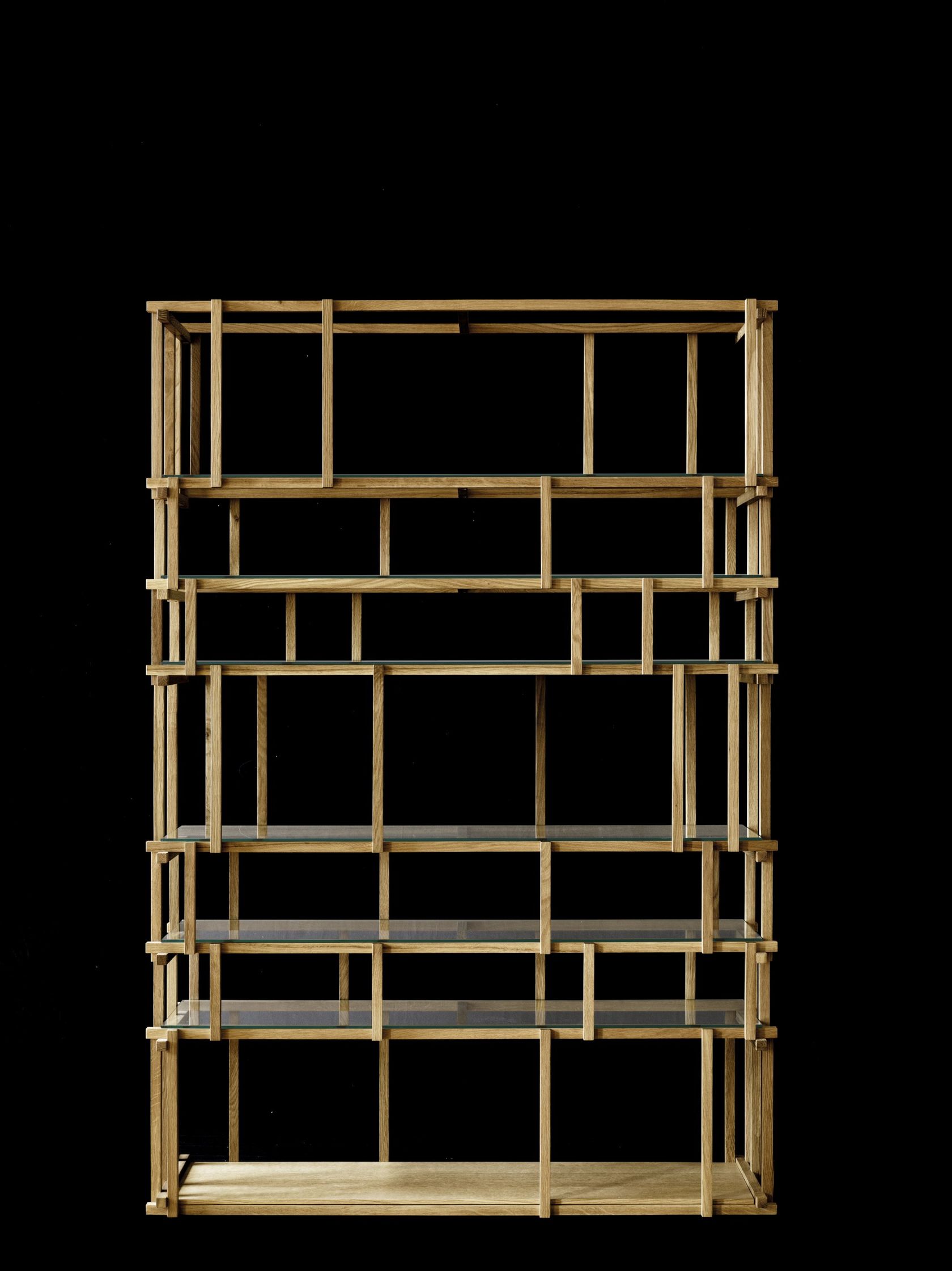 OFF CUT Divider wooden bookcase By Living Divani | design Nathan Yong