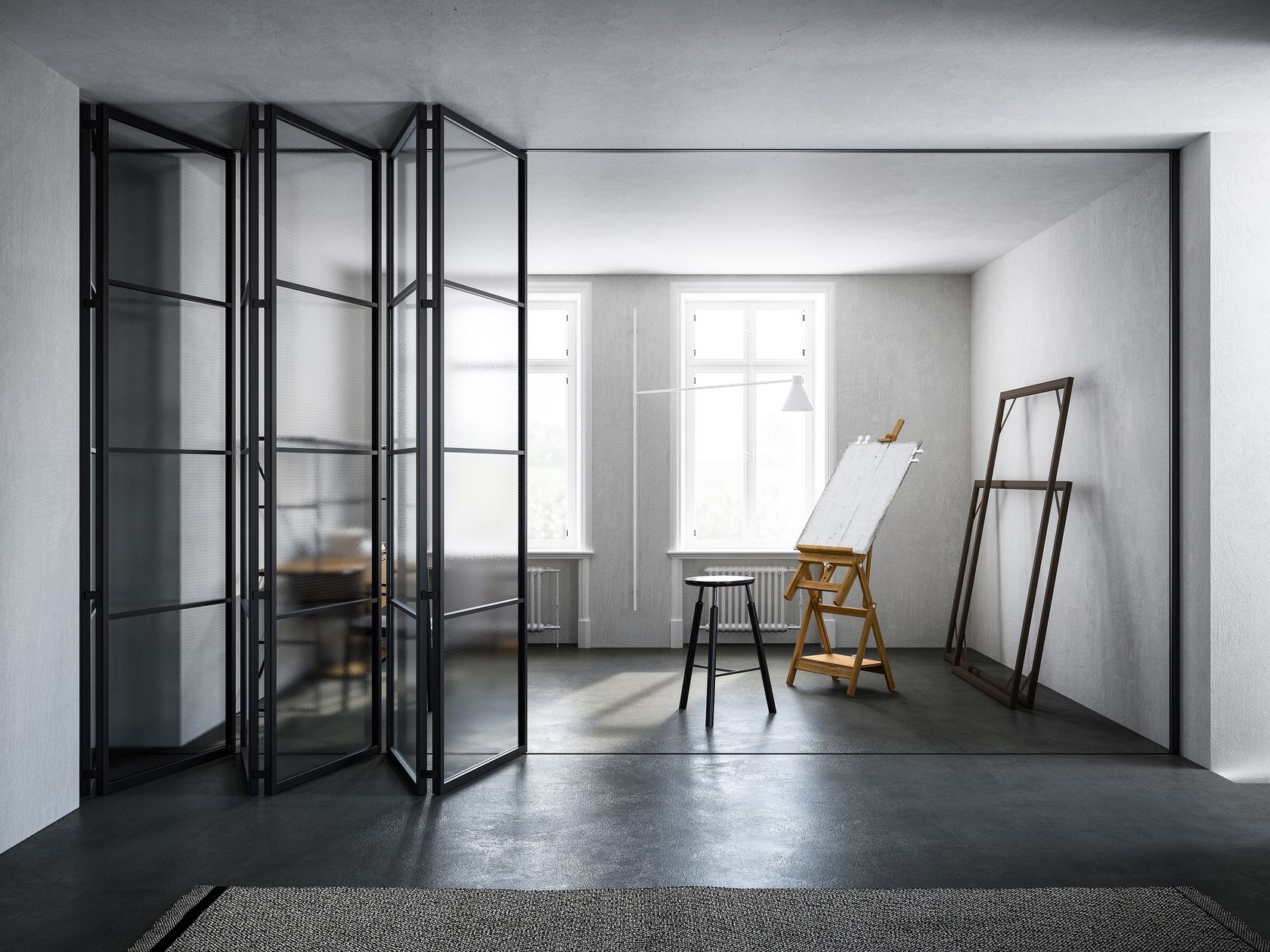 OFFICINA Folding glass door By ADL | design Massimo Luca