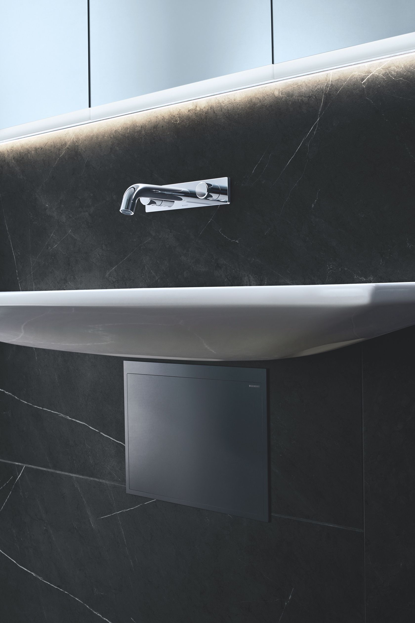 ONE Rectangular wall-mounted ceramic washbasin By Geberit