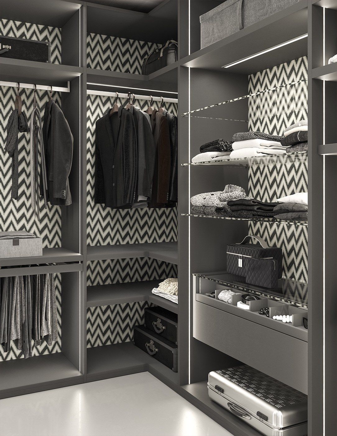 OPEN Melamine-faced chipboard walk-in wardrobe / wardrobe By TUMIDEI