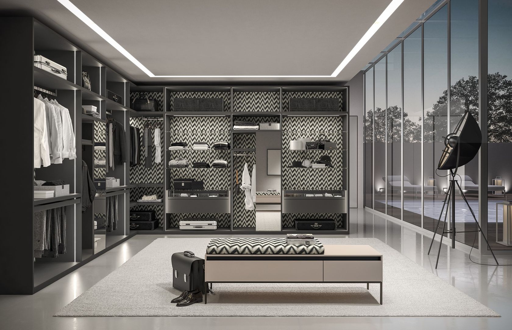 OPEN Melamine-faced chipboard walk-in wardrobe / wardrobe By TUMIDEI