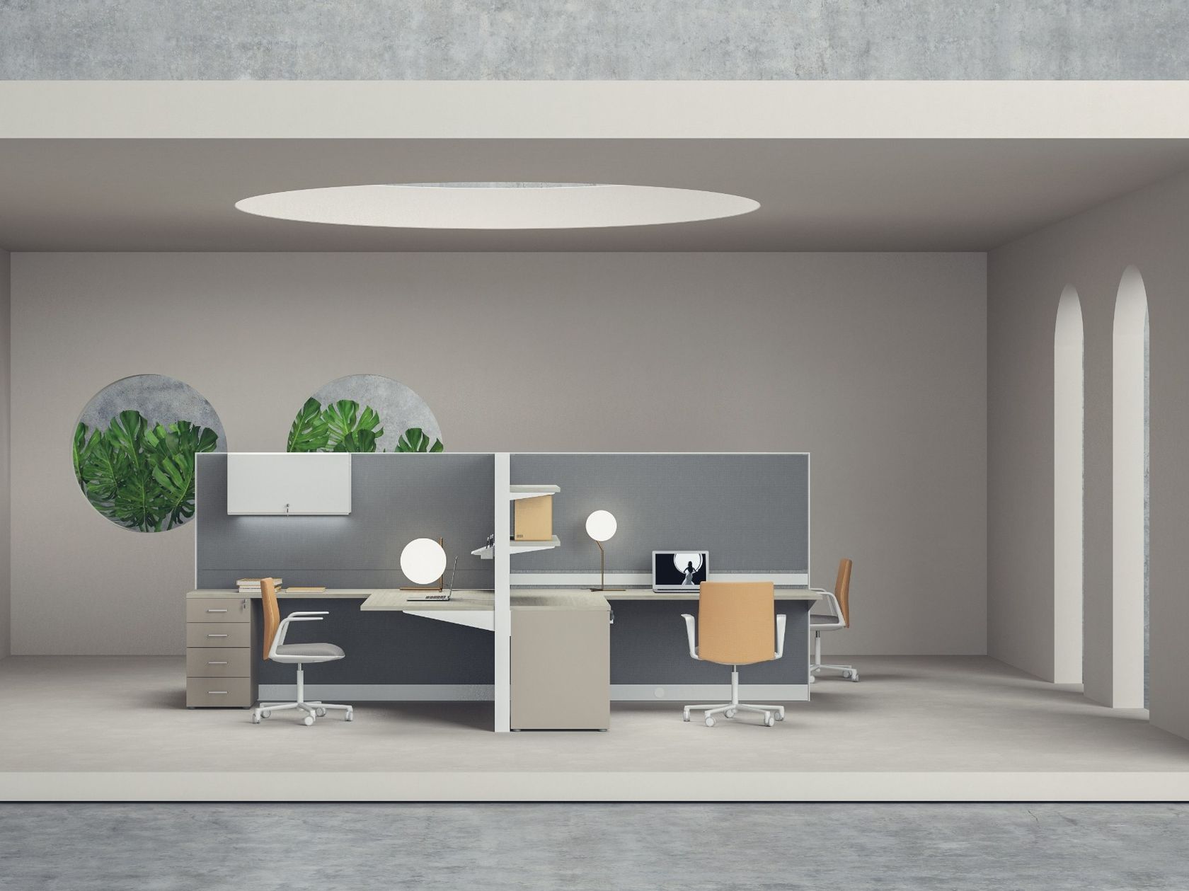 OPENWALL Freestanding modular wooden office screen By PROF