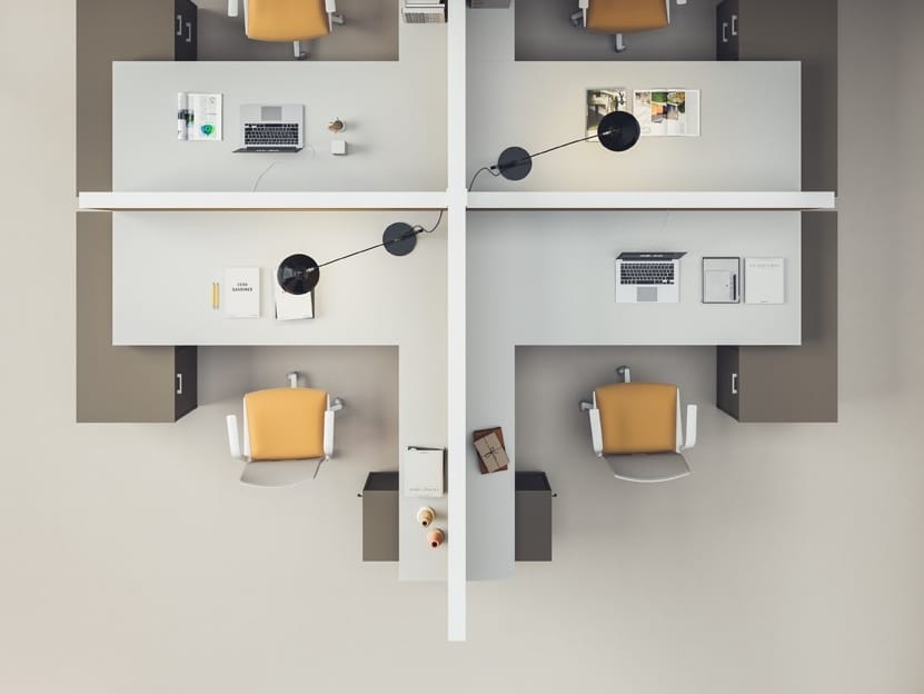 OPENWALL Freestanding modular wooden office screen By PROF