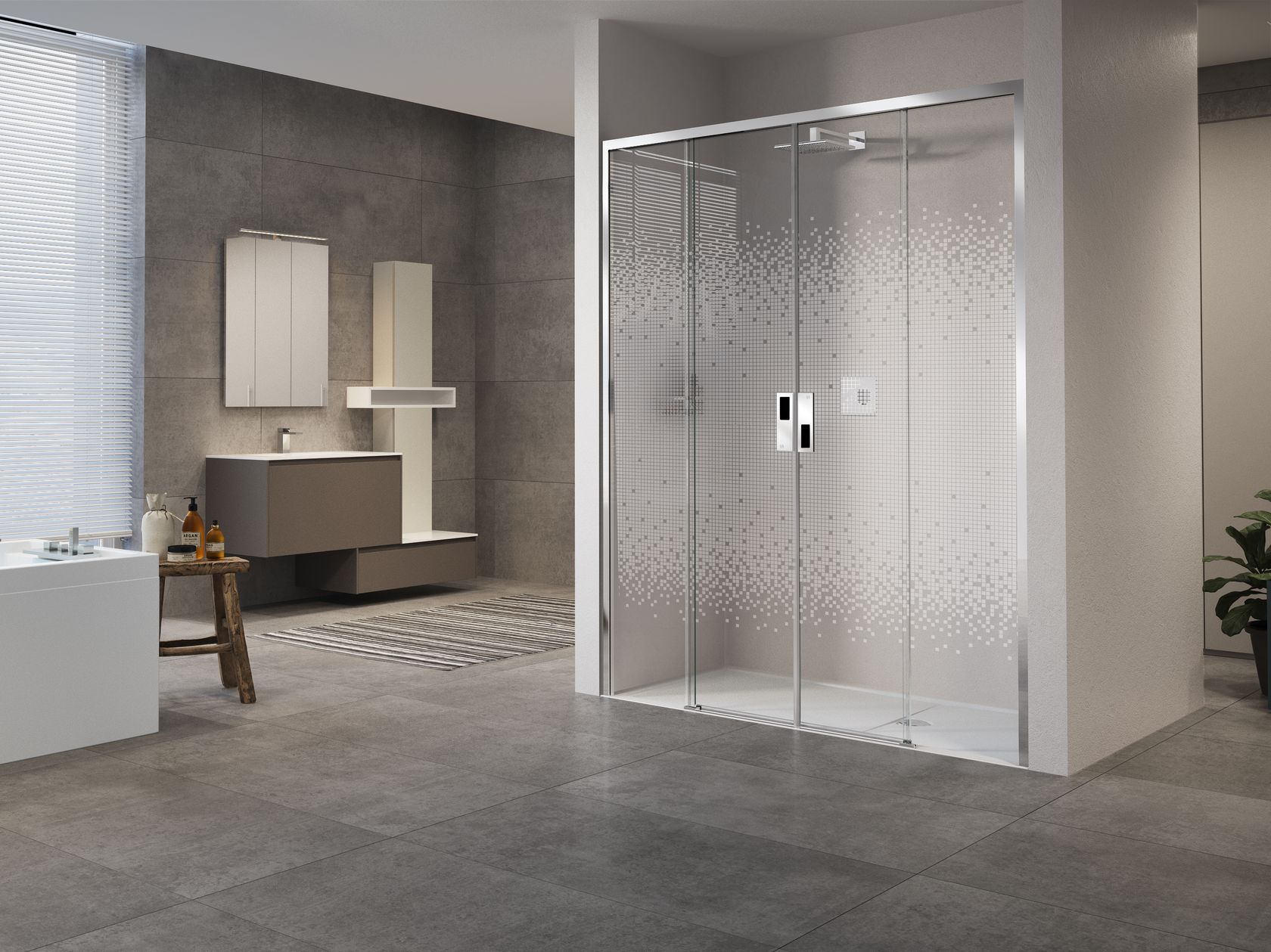 OPERA 2A Box doccia a nicchia con porta scorrevole By NOVELLINI