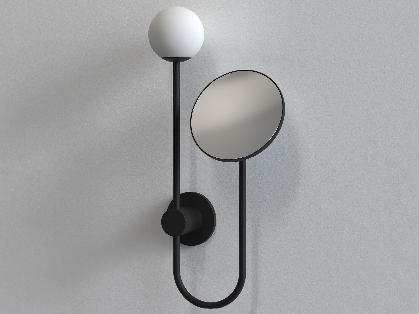 Specchio ingranditore in metallo a parete con illuminazione integrata ORB By Astro Lighting ...