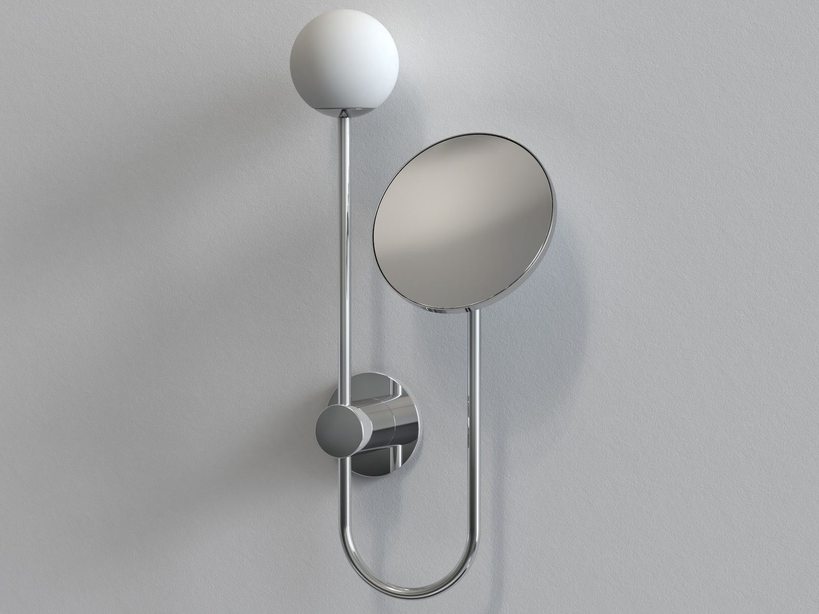 ORB Wall-mounted metal shaving mirror with integrated lighting By Astro ...