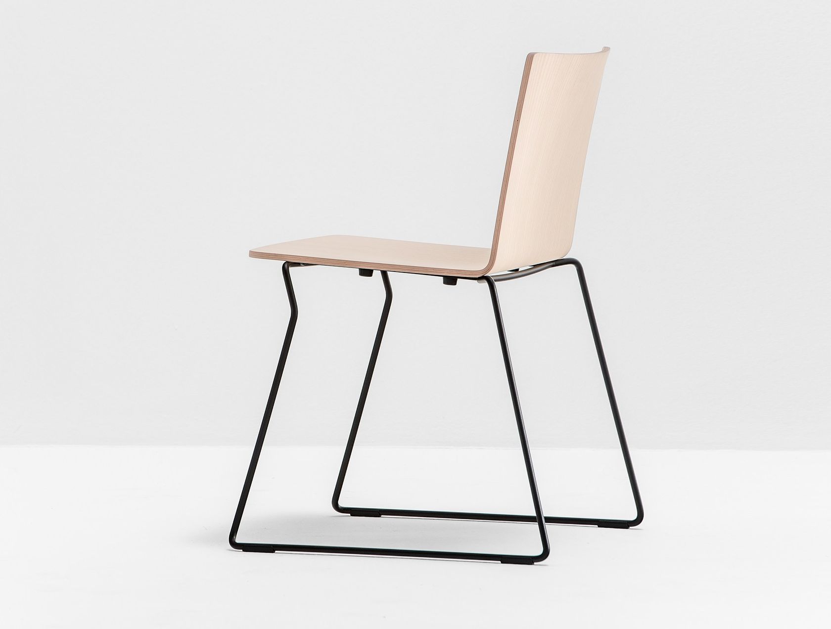 Sled base stackable multi-layer wood chair OSAKA METAL 5714 By PEDRALI